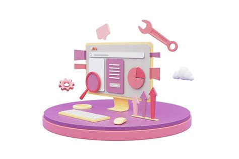 Premium Photo 3d Rendering Of Computer Showing Web Development With