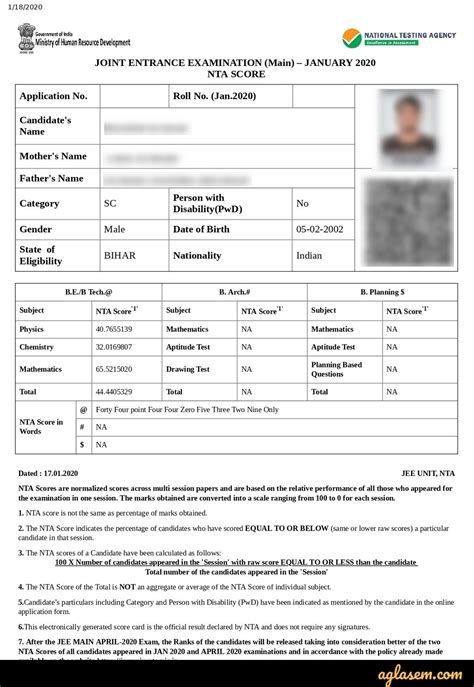 JEE Main Result Date Cut Offs Check At Jeemain Nta Nic In AglaSem Admission
