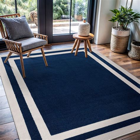 Navy Blue Rug Room Extra Thick Heavy 5cm Pile Soft Shaggy Rugs Modern