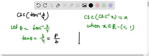 solved evaluate without using a calculator csc tan 1 3 4