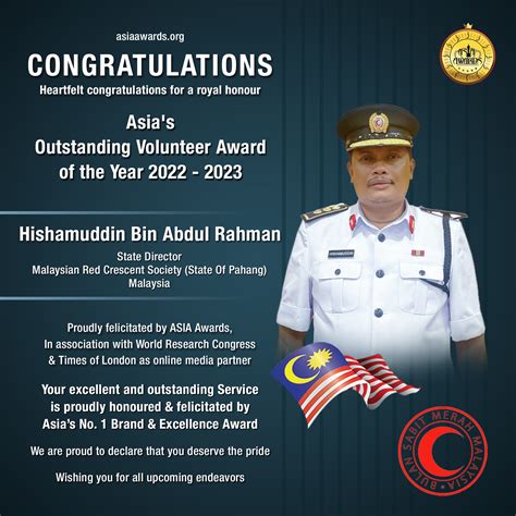 Hishamuddin Bin Abdul Rahman Has Bagged Asias Outstanding Volunteer Award