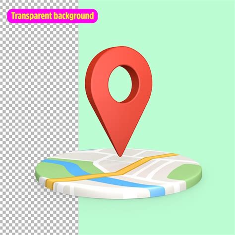 Premium Psd Red Location Pin Sign Icon And Gps Navigation Map Road
