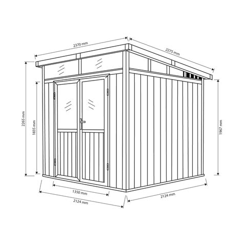 213mw X 213md X 226mh Garden Shed Cabana Double Door Charcoal