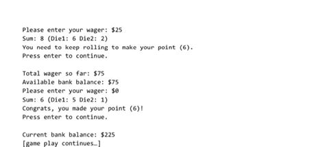 Solved Write A Program To Play The Dice Game Craps Craps