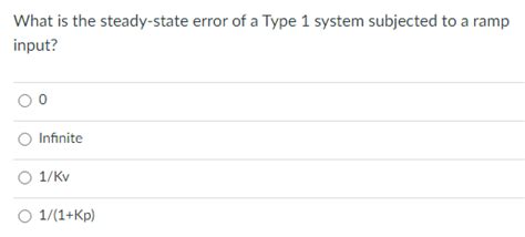 Solved What Is The Steady State Error Of A Type 1 System Chegg Com