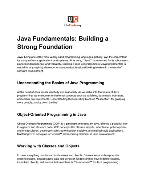 Ppt Java Fundamentals Building A Strong Foundation Powerpoint