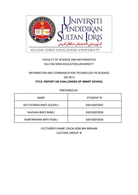 Assignment 1 Report On Challenges Of Smart School Pdf