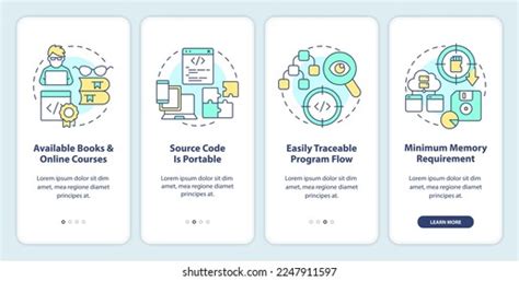 Procedural Programming Advantages Onboarding Mobile App Stock Vector