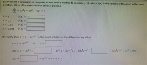 solved a program a calculator or computer to use euler s