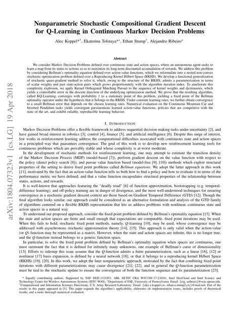Pdf Nonparametric Stochastic Compositional Gradient Descent For Q
