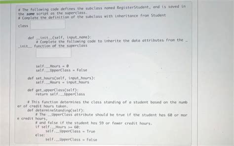 Solved I The Following Code Defines The Subclass Noned Chegg