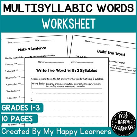 Multisyllabic Words Worksheets Decoding Multisyllabic Words Activities