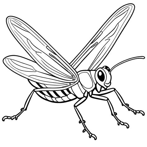 Detailed Line Art Grasshopper Coloring Page Lulu Pages