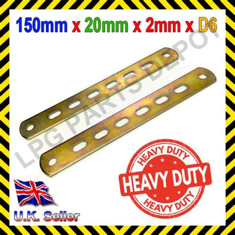 2x Metal Flat Bar With Holes 150mm X 20mm X 2mm X D6 Perforated