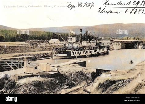 Columbia River Gorge Cascade Locks Canal 1906 Oregon Cascade Locks