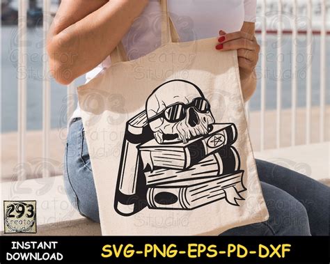 Svg File For Cuicut Funny Skull Reading Svg Book Nerd Svg Etsy