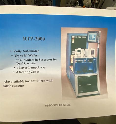 Modular Process Technology Mptc Rtp 3000 급속열공정장비 판매 가격 9363907에 사용됨
