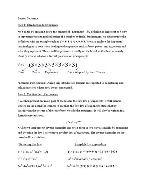 Lesson Sequence Pdf Exponentiation Multiplication