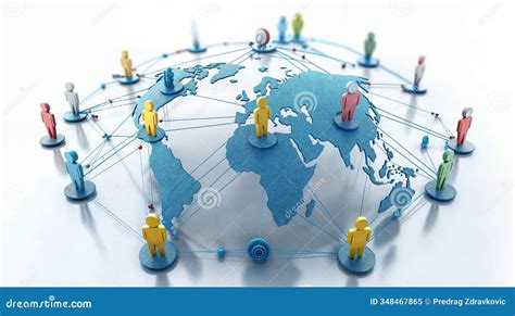 World Map With Interconnected Lines Representing A Global Network Stock Illustration