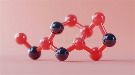 Red And Black Molecular Structure Model On Pink Background Stock Illustration Illustration Of