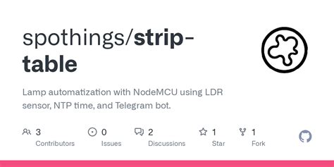 GitHub Spothings Strip Table Lamp Automatization With NodeMCU Using LDR Sensor NTP Time And