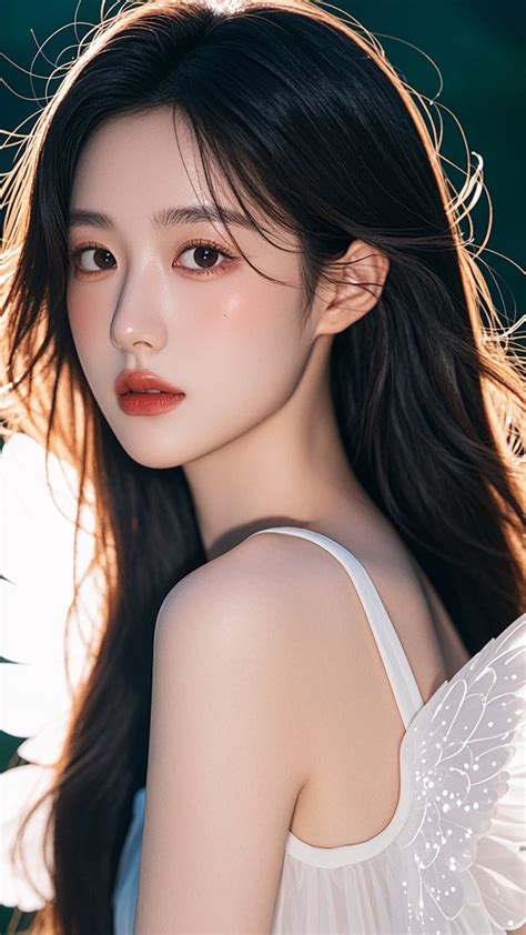 亚洲少女写真，背上长着一天使翅膀，广告摄影，丁达尔光效，大师级打光，特写，星光自然散落在少女脸上，气质，高级，电影摄影 5
