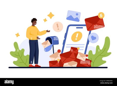 Email Spam Overload Tiny Man In Anxiety And Stress From Online Delivery Of Many Spam Letters