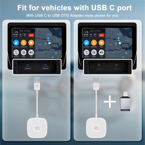 THT USB USB C Type C Carplay Mirror Adapter For IPhone White