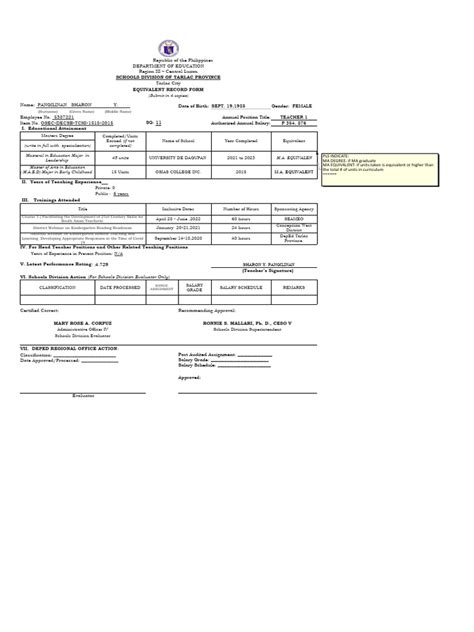 Reclass Checklist 2023 Pdf Academic Degree Teachers