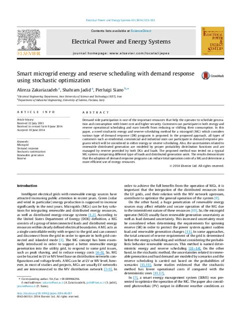 pdf smart microgrid energy and reserve scheduling with demand