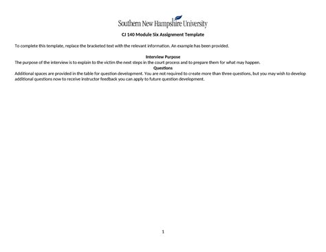 Cj 140 Module Six Assignment Template An Example Has Been Provided Interview Purpose The