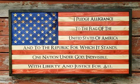 Pledge Of Allegiance Flag Wooden Flag Framed American Flag Etsy