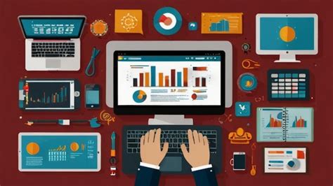 A Man Is Working On A Computer With A Chart Showing The Graphs And Charts Premium AI Generated
