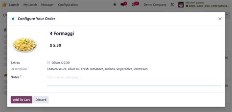Lunch In Odoo Odoo V Enterprise Edition Book
