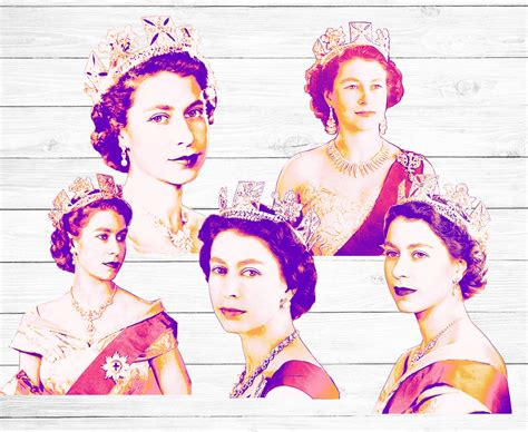 Queen Elizabeth Pop Art Clip Art Four Colors Digital Png Files Etsy