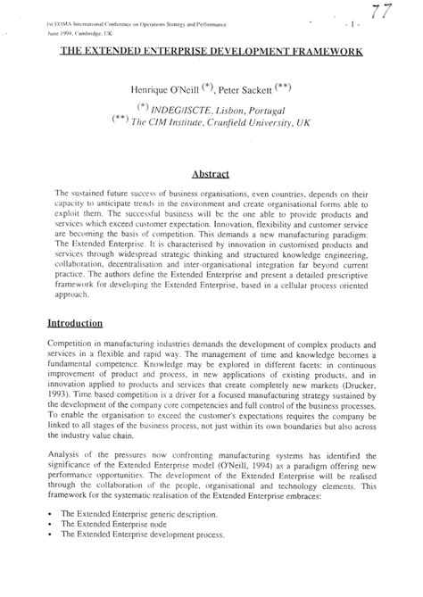 Pdf The Extended Enterprise Development Framework