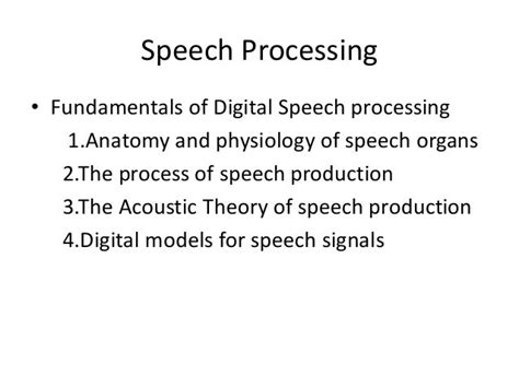 Speech Processing Basics