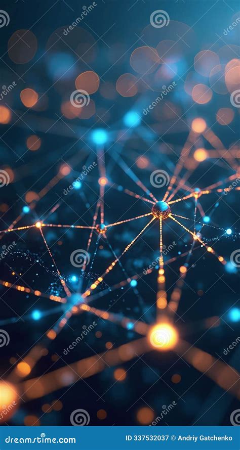 Geometric Shapes Interconnected With Lines And Dots Representing Digital Networks And