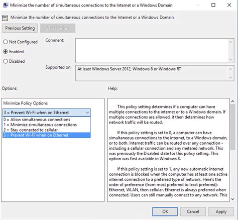 Group Policy To Disable Wifi Connection Upon Connecting Ethernet