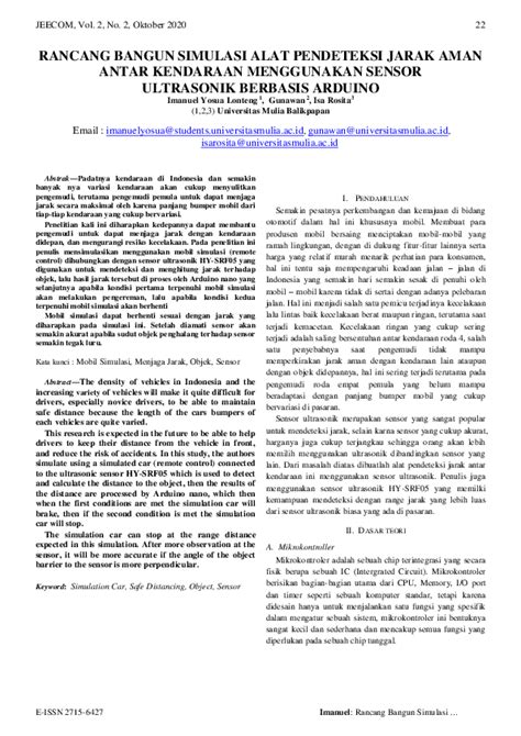 Pdf Kendaraan Menggunakan Sensor Ultrasonik Berbasis Arduino