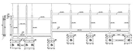 Design Of Different Footing Details Of The Boundary Wall In Autocad 2d