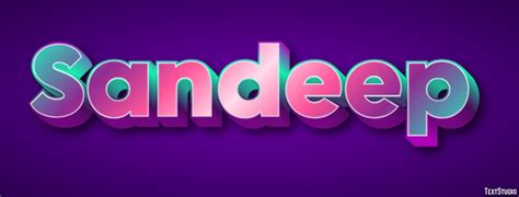 sandeep purple green and pink 3d text effect generator