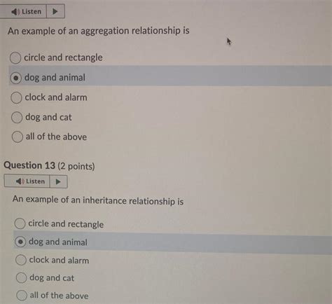 Solved An Example Of An Aggregation Relationship Is Circle