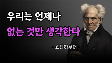 쇼펜하우어 명언｜우리는 없는 것만 생각한다｜욕심｜욕망｜현재｜만족｜행복｜좋은말｜인생조 Youtube