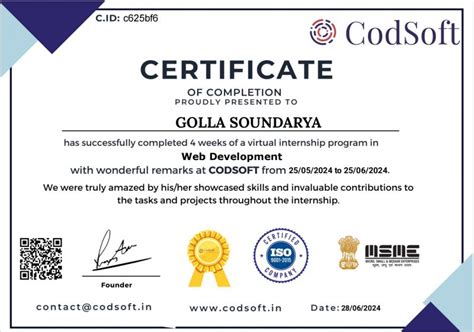 Soundarya Golla On Linkedin Webdevelopment Internship Codsoft