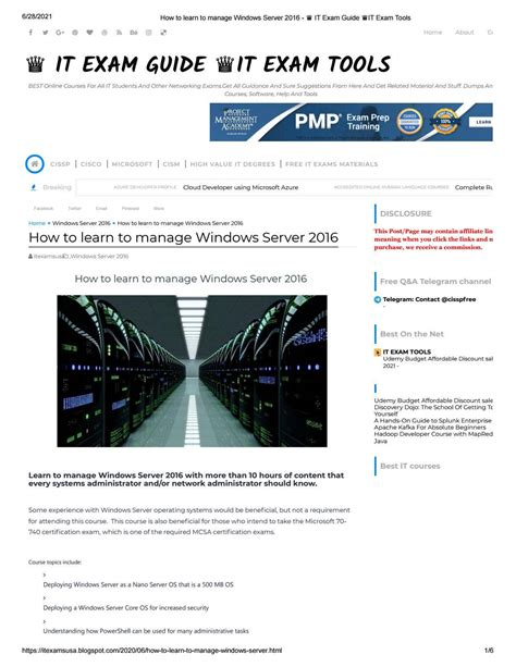 How To Learn To Manage Windows Server 2016 By Itexamtools Issuu