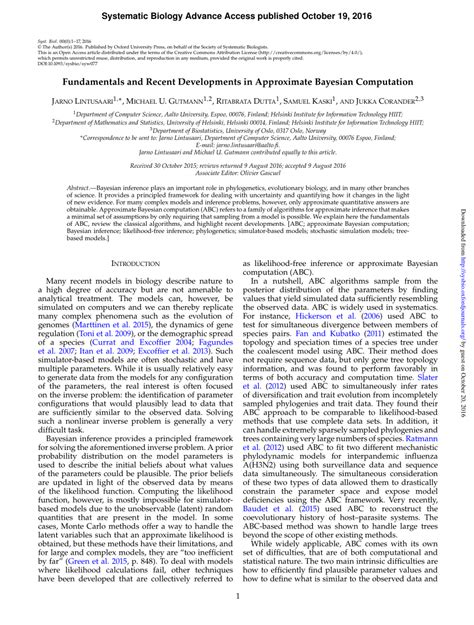 Pdf Fundamentals And Recent Developments In Approximate Bayesian