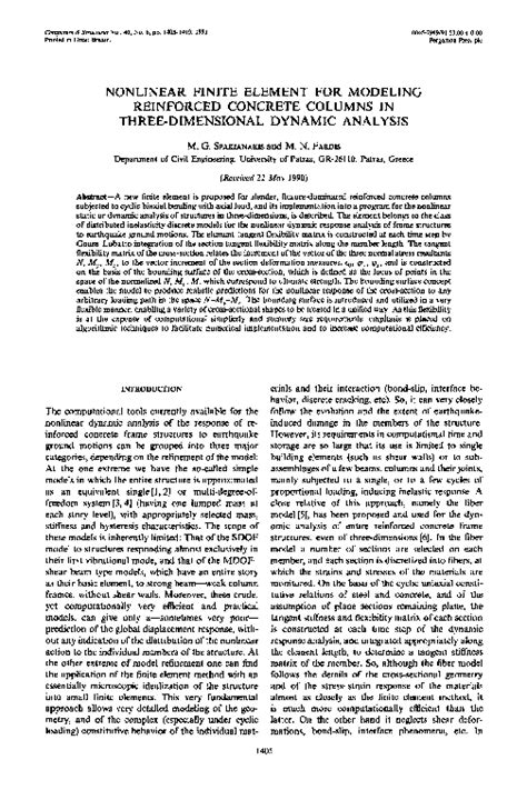 Nonlinear Finite Element For Modeling Reinforced Concrete Columns In