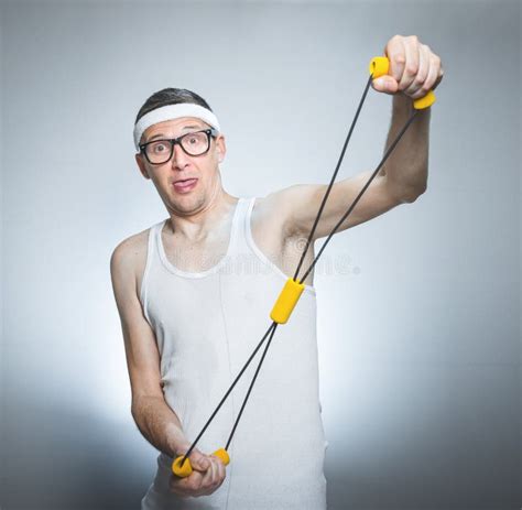Nerd Man Doing Gym Stock Image Image Of Exercise Background 66252363