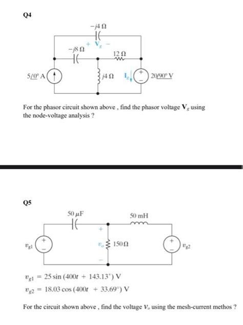 Solved For The Phasor Circuit Shown Above Find The Phasor Chegg